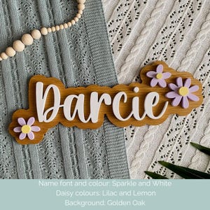 Name Sign for Nursery Girl Bedroom Decor Baby Daisy Door Plaque Floral ...