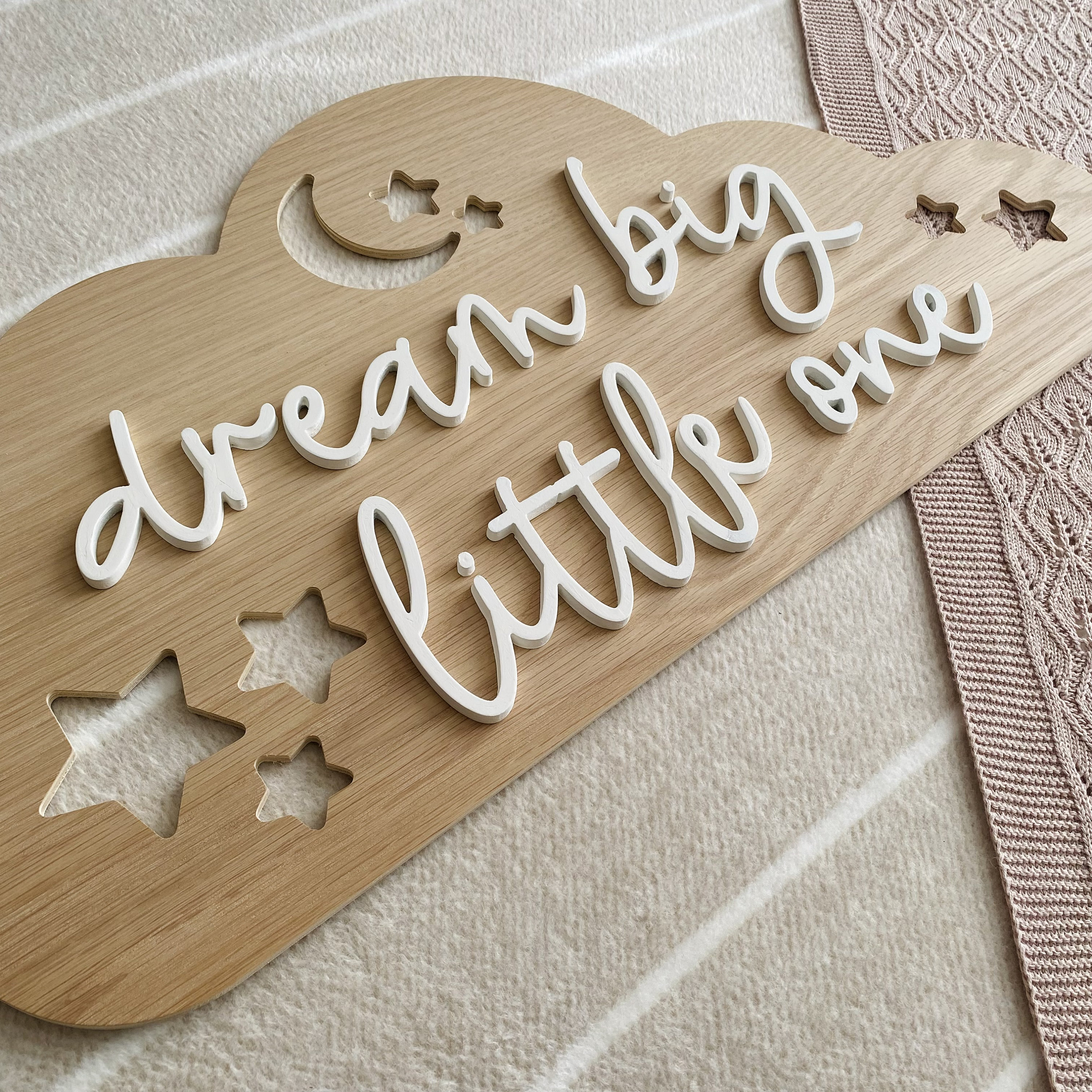 Dream Big Little One Sign, Wooden Cloud Nursery Decor, Children's ...