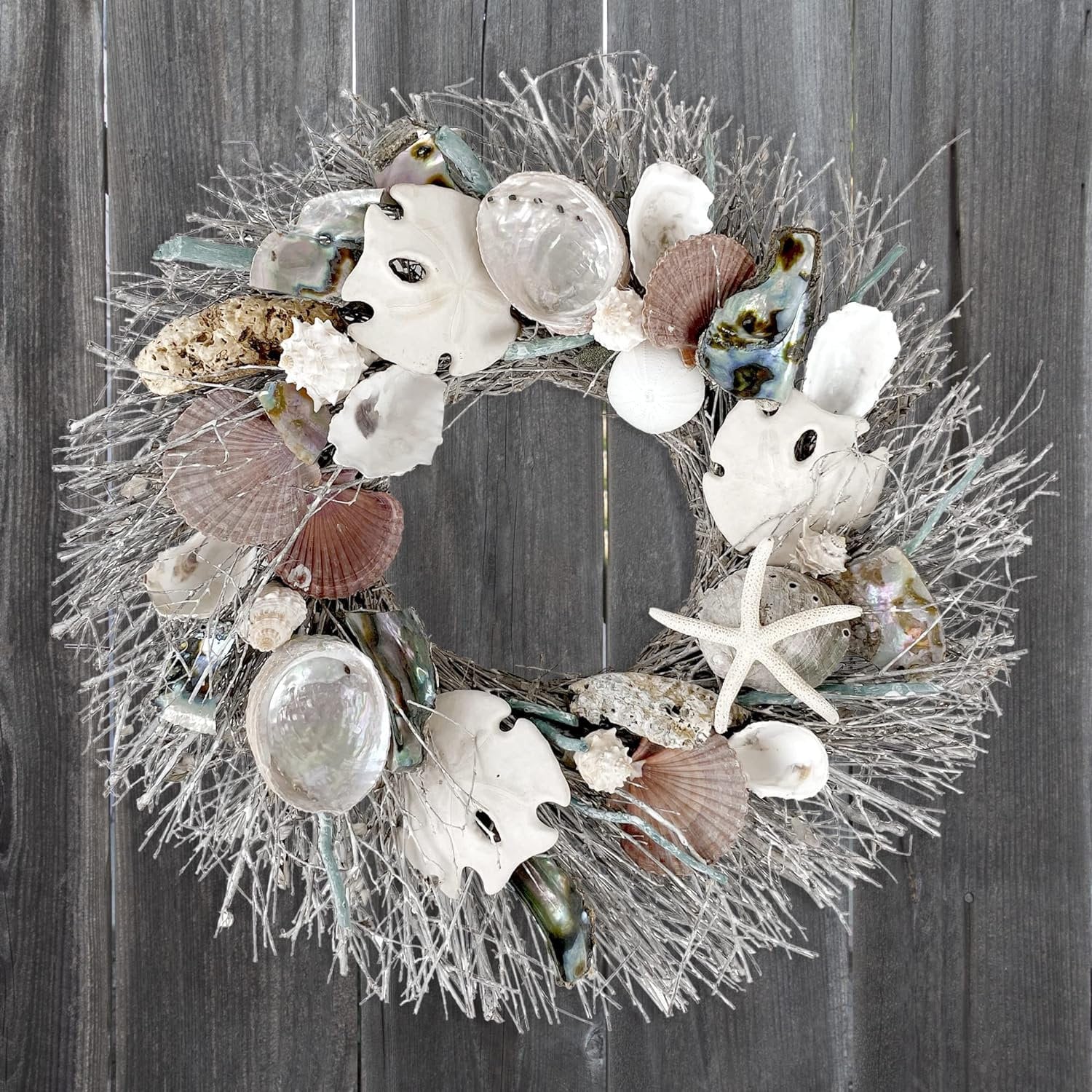 ANDALUCA Abalone Seashells & Sand Dollar Wreath - Etsy