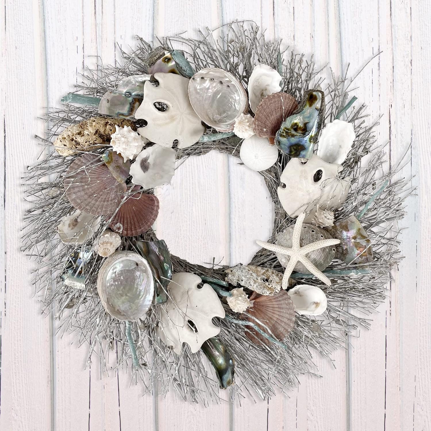 ANDALUCA Abalone Seashells & Sand Dollar Wreath - Etsy