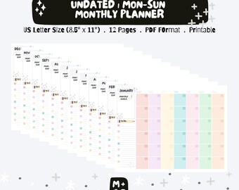 Weekly Planner (monday-sunday) - Colorful - Digital Printable File (US ...