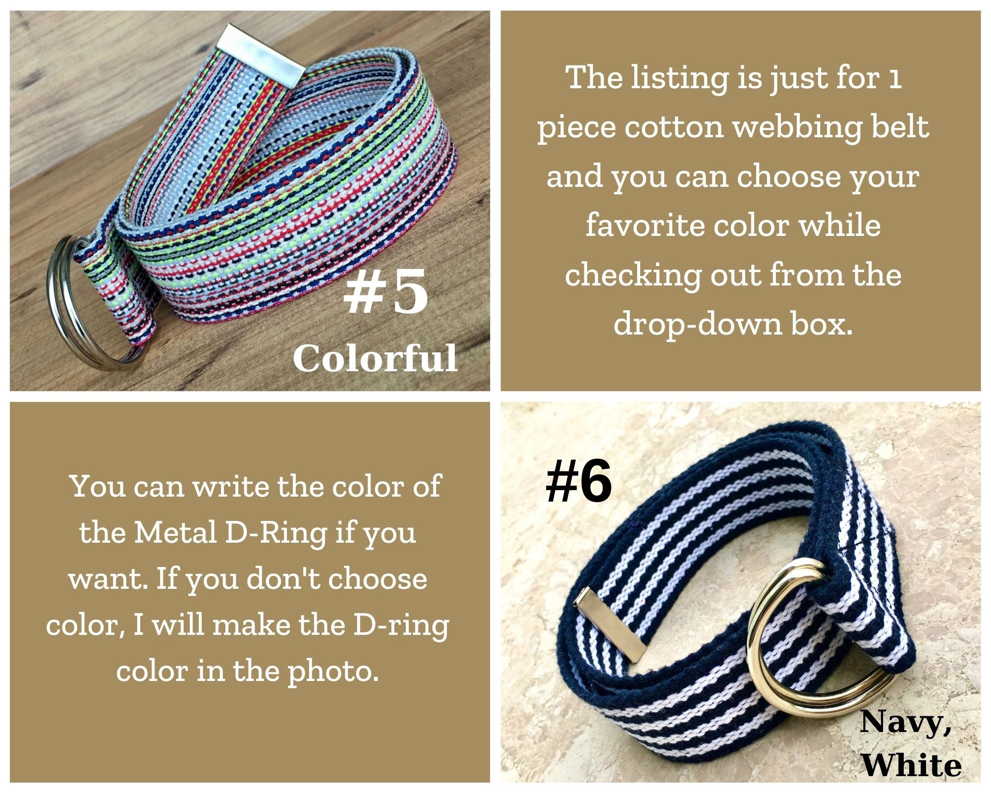 Canvas Belts 6 Colors Available Choose Color, Multicolor 1.5" Cotton ...
