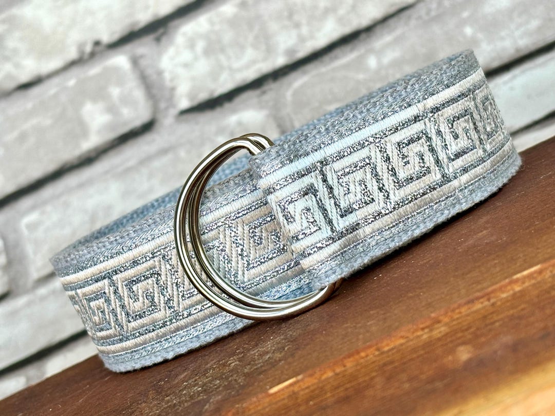 Greek Key Silver Gray Jacquard Belt, Christmas Gift, Belts, Belt for ...