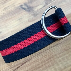 Red Navy Cotton Webbing Canvas D-ring Belt, 1.37" Woven Handmade Belts ...
