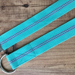 Cyan Blue Pink Cotton Webbing Canvas D-ring Belt, 1.34" Woven Handmade ...