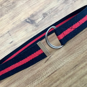 Red Navy Cotton Webbing Canvas D-ring Belt, 1.37" Woven Handmade Belts ...
