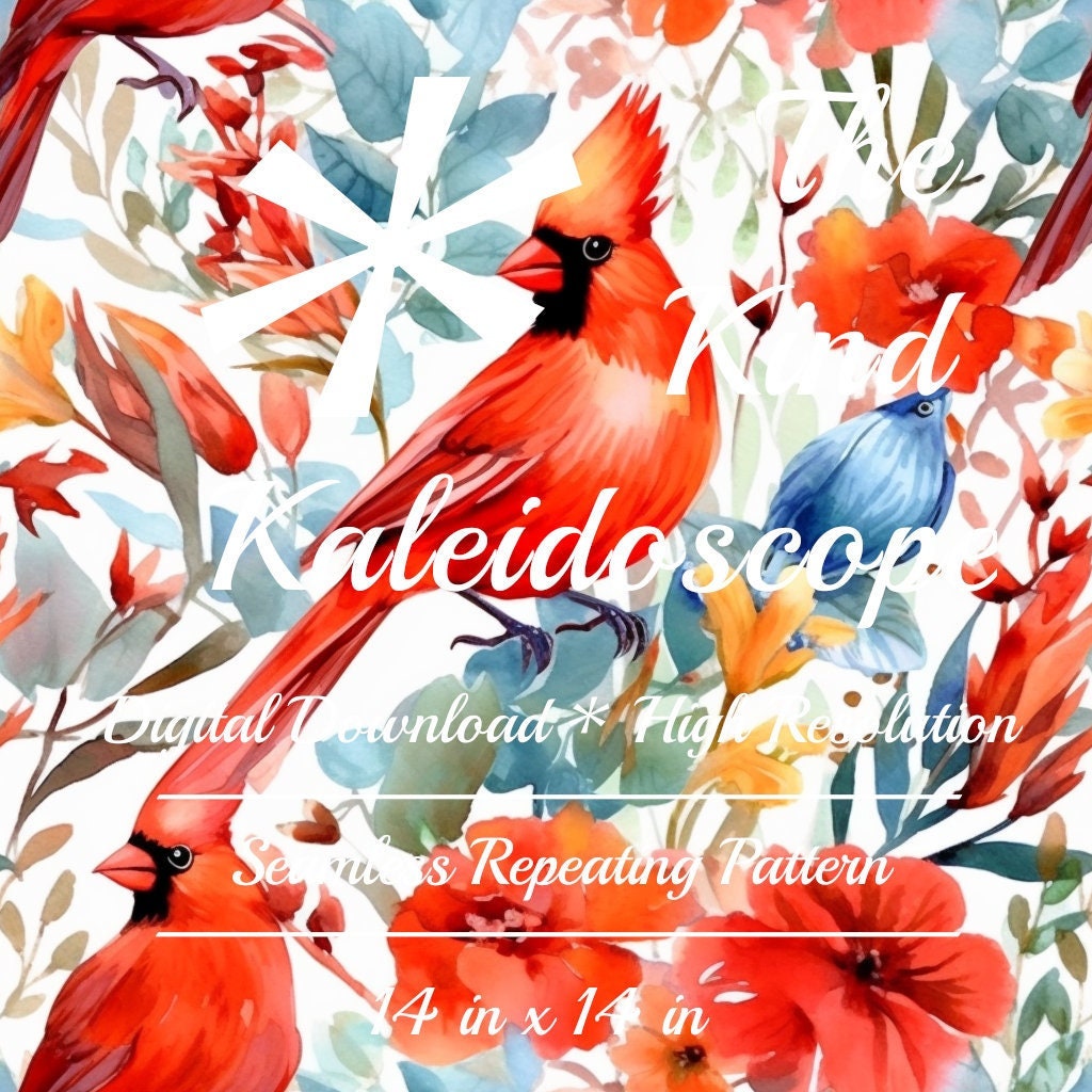 Cardinal Bird Digital Seamless Pattern Aviary 14in X 14in - Etsy