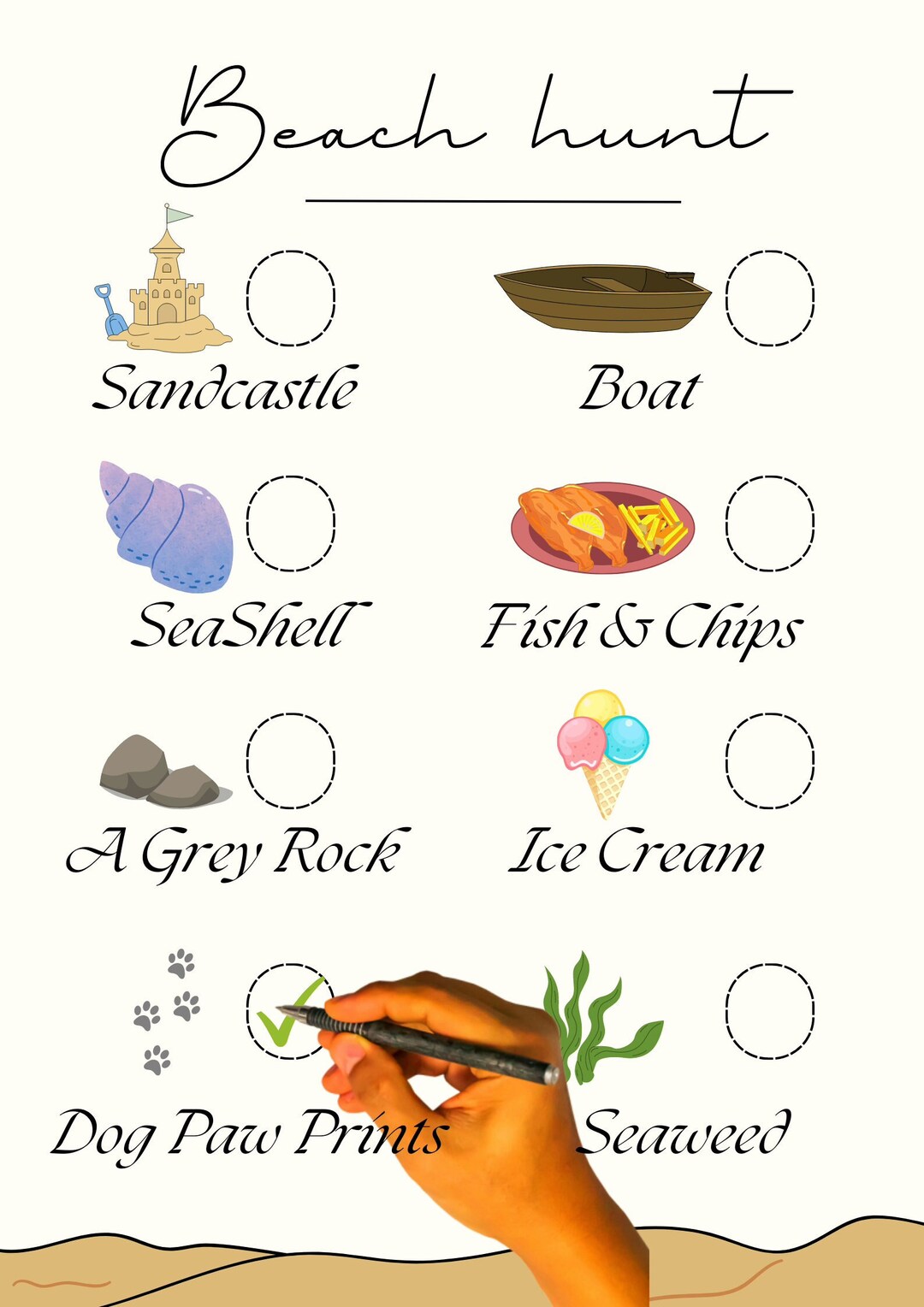 Beach Hunt Checklist for Kids - Digital Download - Instant Print - Etsy