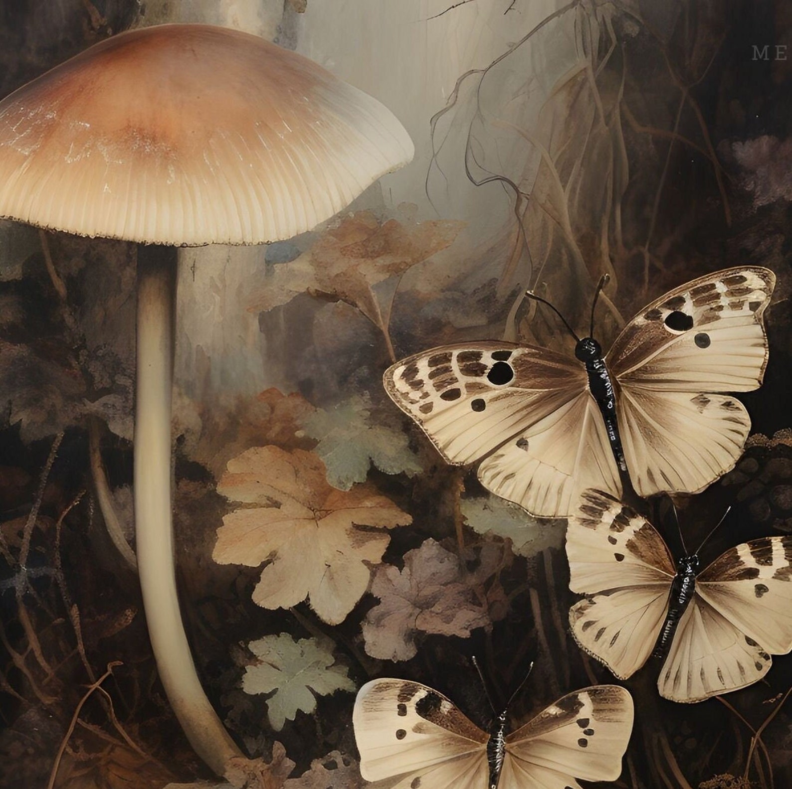 Mushroom Printable Digital Prints Mushroom Wall Art Print W - Etsy