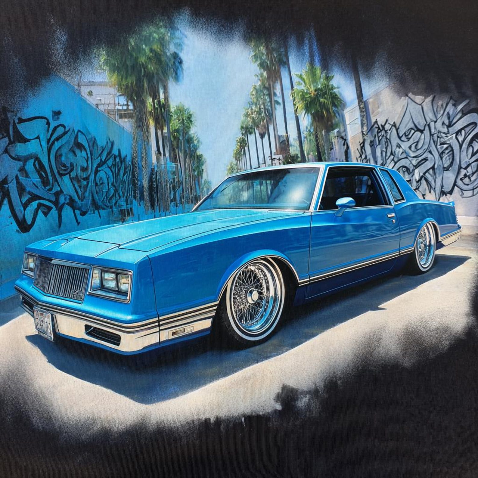 Blue Chevrolet Monte Carlo Lowrider Art Low Rider Chevy Wall Poster ...