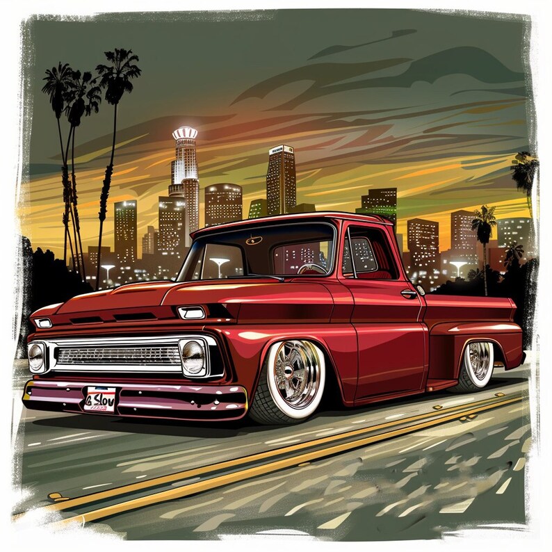 Chevrolet C10 Lowrider Pickup Truck Wall Art Poster Printable Digital ...