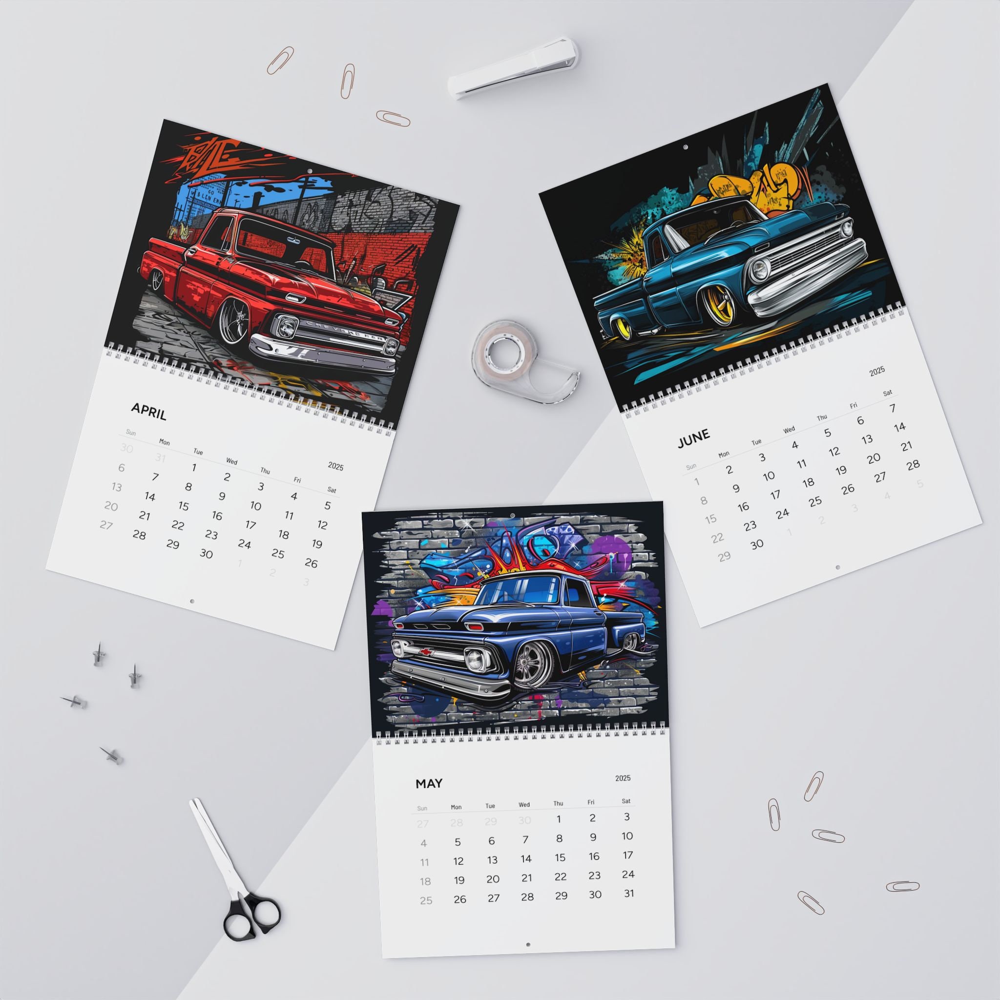 Chevrolet C10 Truck Lowrider Art 2025 Wall Calendar Chevy Low Rider ...