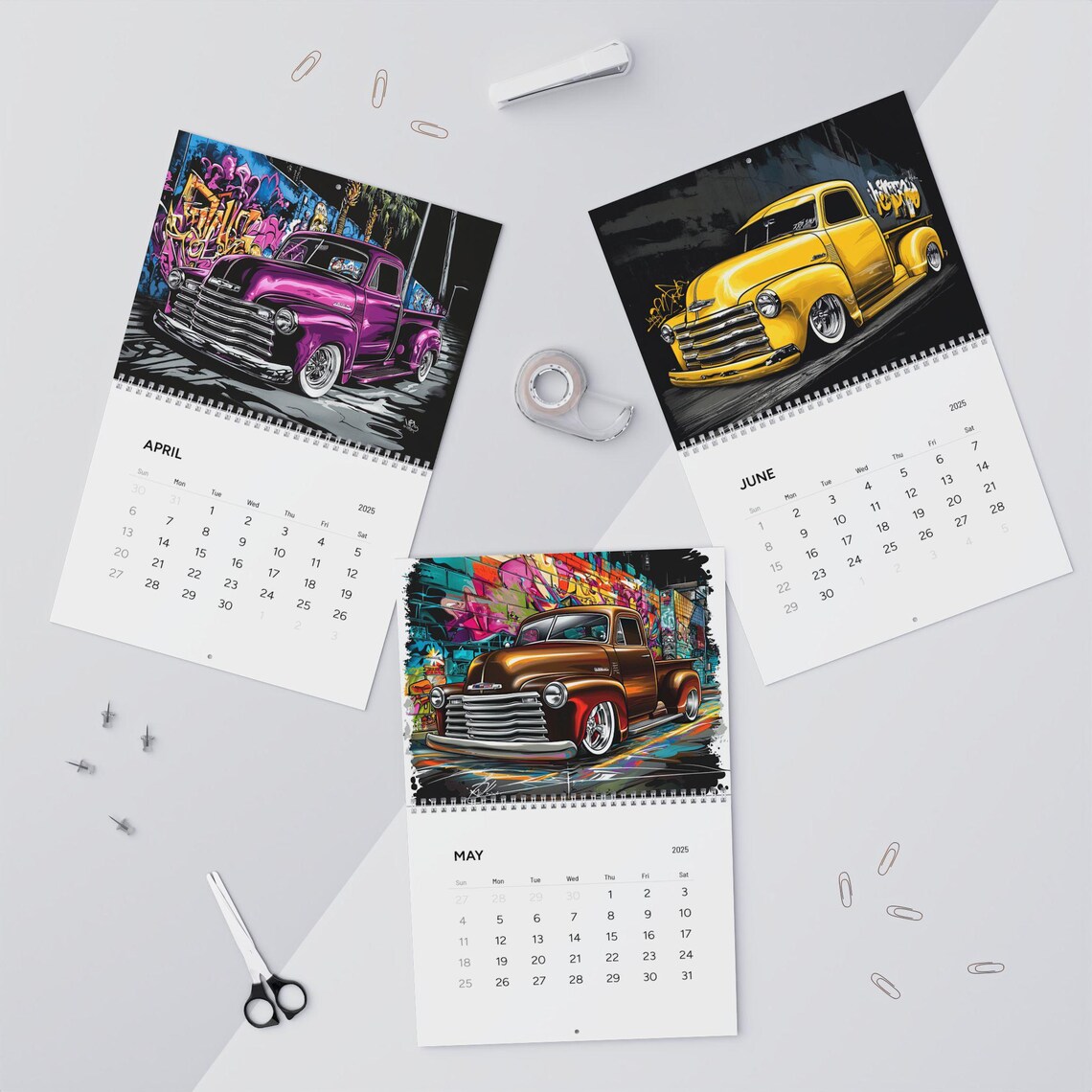 Chevrolet 3100 Truck Lowrider Art 2025 Wall Calendar Chevy Low Rider ...