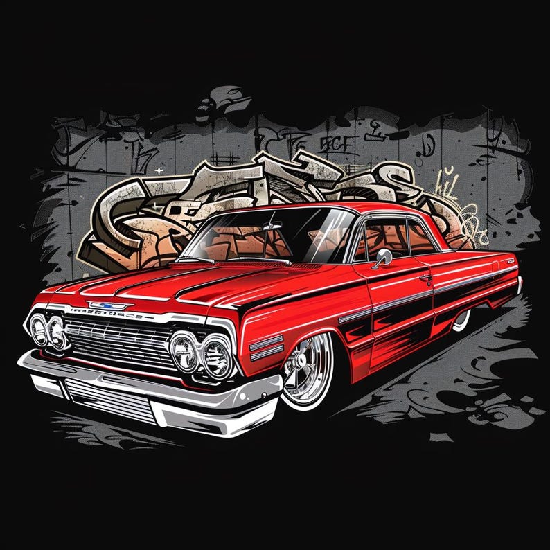 1963 1964 Chevrolet Impala Lowrider Art Low Rider Chevy Wall Poster ...