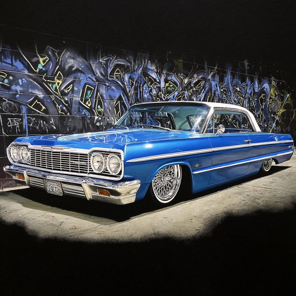 Blue 1964 Chevrolet Impala Lowrider Art Low Rider Chevy Wall Poster ...