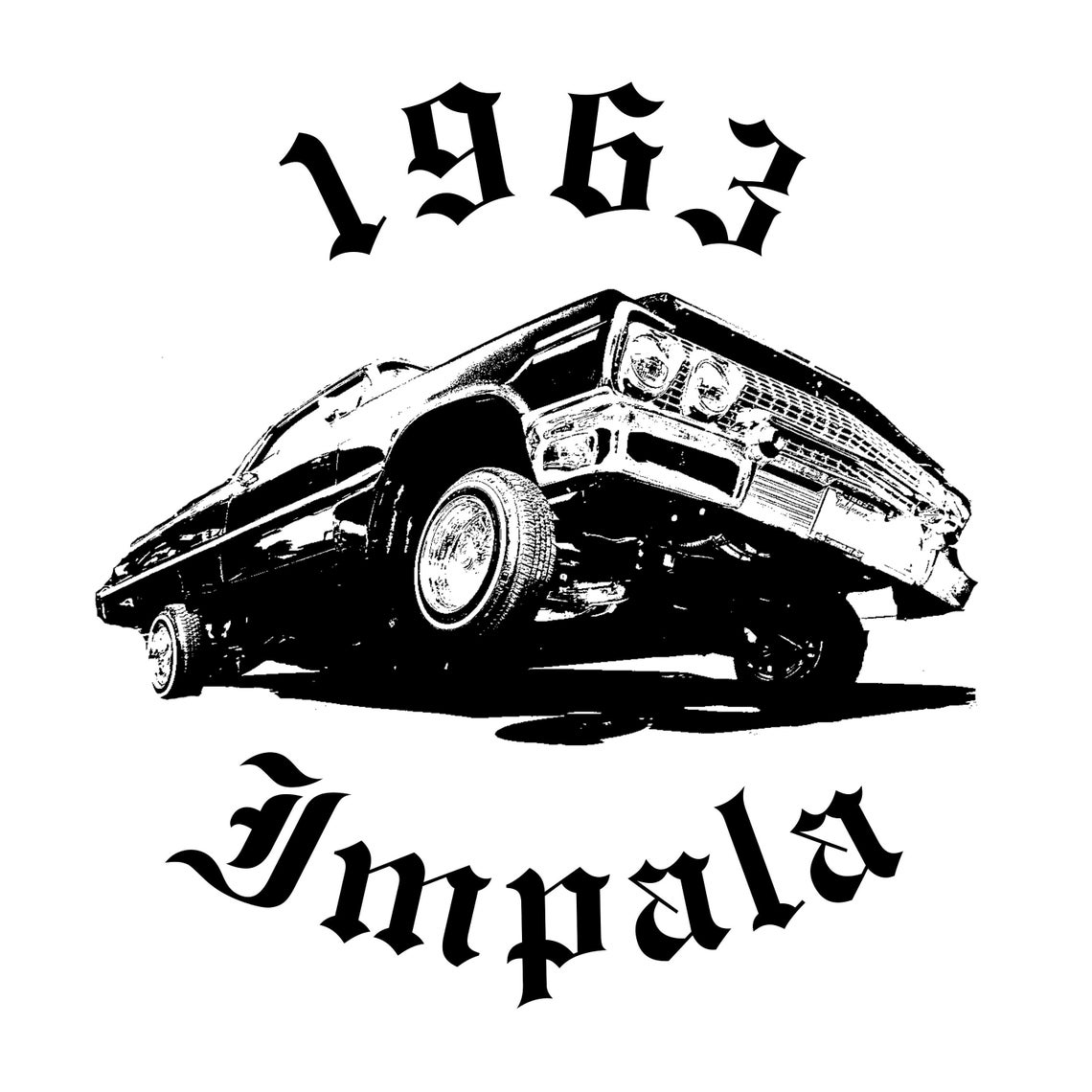 1963 Chevrolet Impala Lowrider Chevy Low Rider Classic Car Vintage Art Poster T Shirt Design