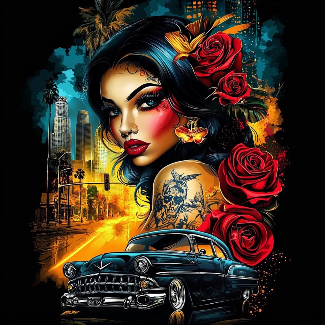 Lowrider Art Low Rider Chicana Girl Poster Latina Girls Chola Wall Art ...