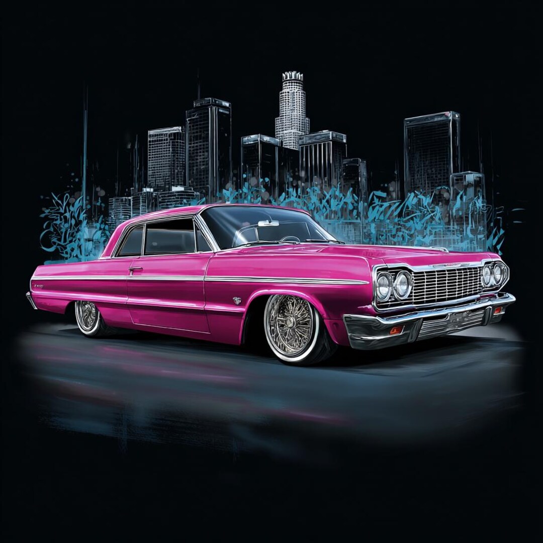 Pink 1964 Chevrolet Impala Lowrider Art Low Rider Chevy Wall Poster ...