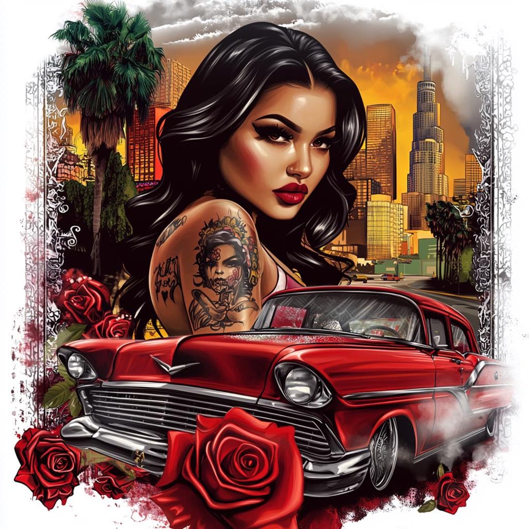 Lowrider Art Low Rider Chicana Girl Poster Latina Girls Chola Wall Art ...