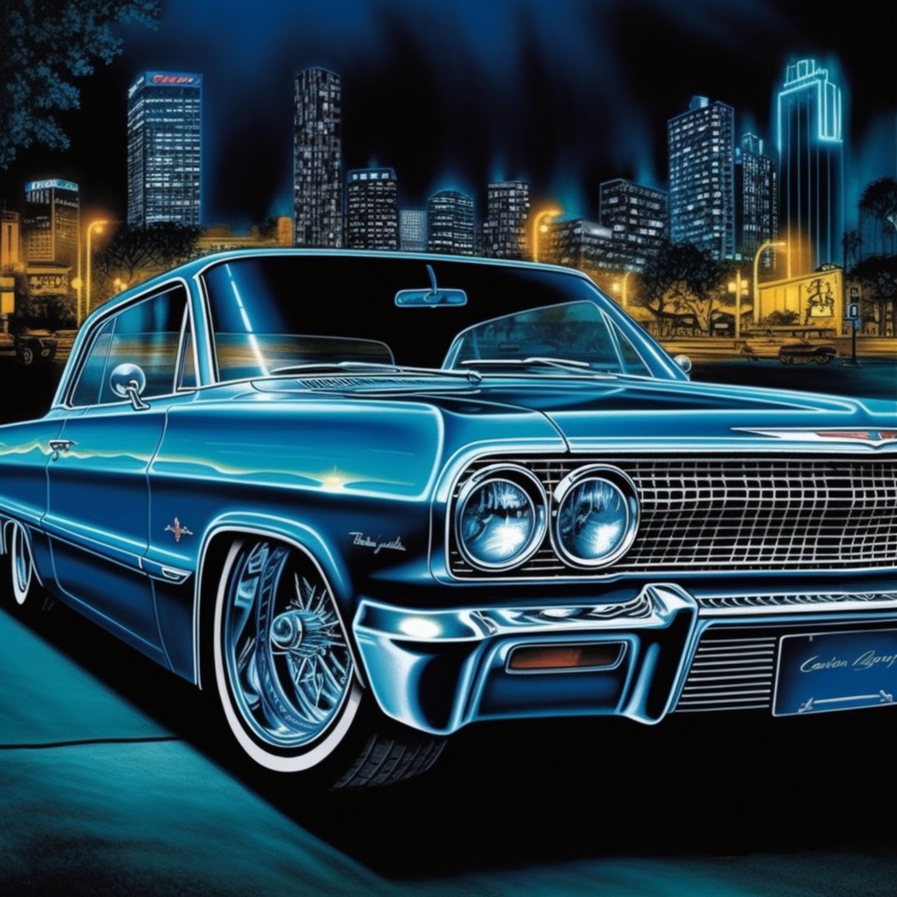 Blue Lowrider Cars Wallpaper