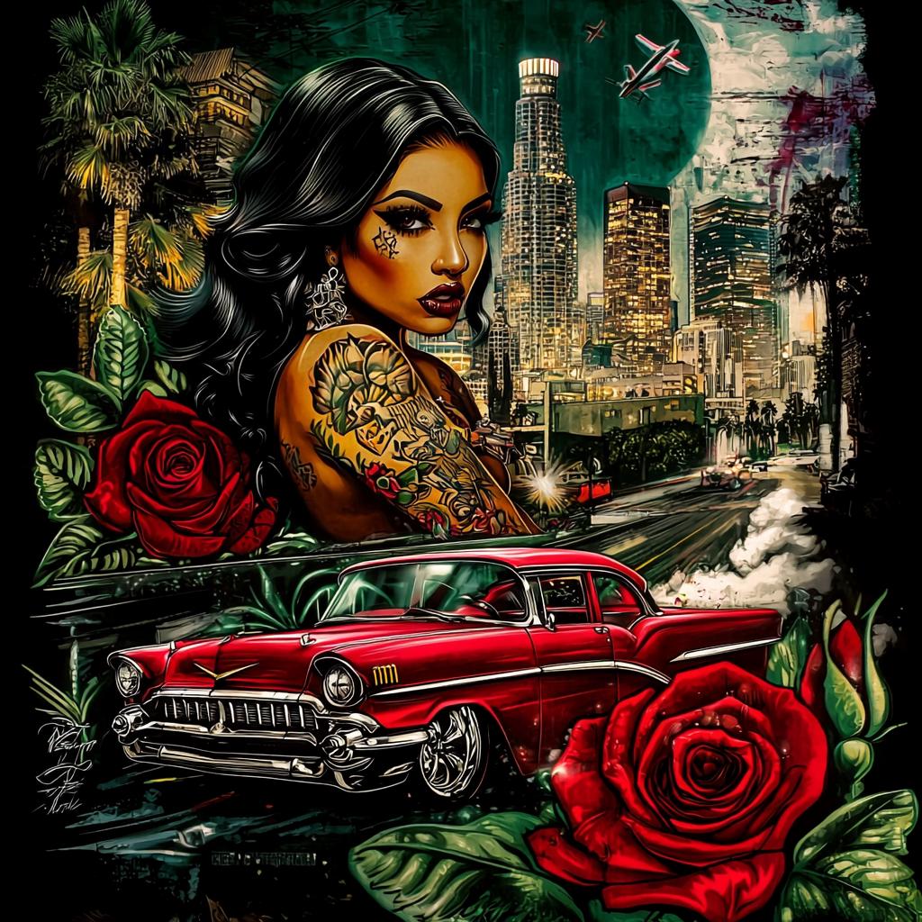 Lowrider Art Low Rider Chicana Girl Poster Latina Girls Chola Classic ...