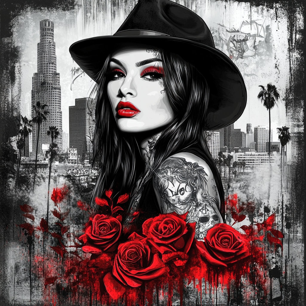 Lowrider Art Low Rider Chicana Girl Poster Latina Girls Chola Wall Art Red Roses Digital ...