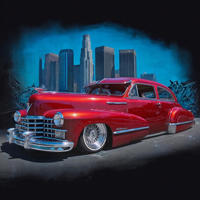 Red Cadillac Club Coupe Series 62 Lowrider Low Rider Caddy Art Wall ...