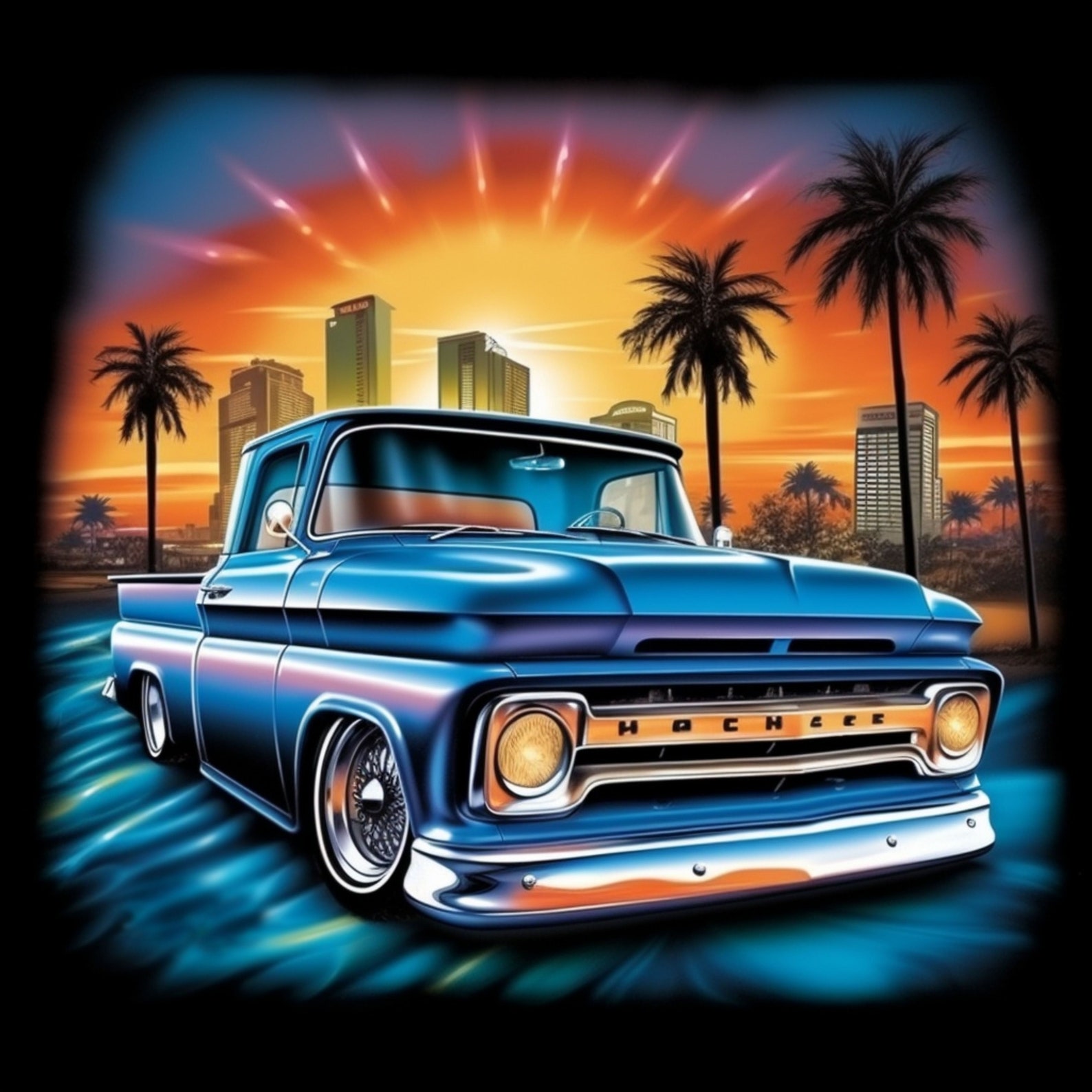 Chevrolet C10 Lowrider Art Pickup Truck Wall Artwork Poster - Etsy