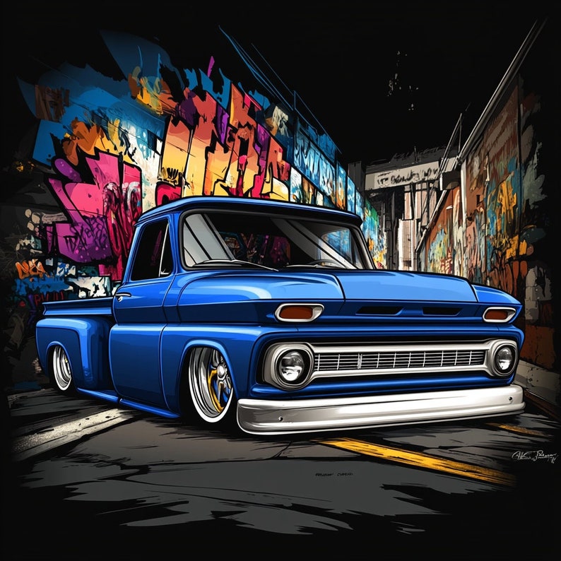 Chevrolet C10 Lowrider Pickup Truck Chevy Low Rider Wall Art Poster ...