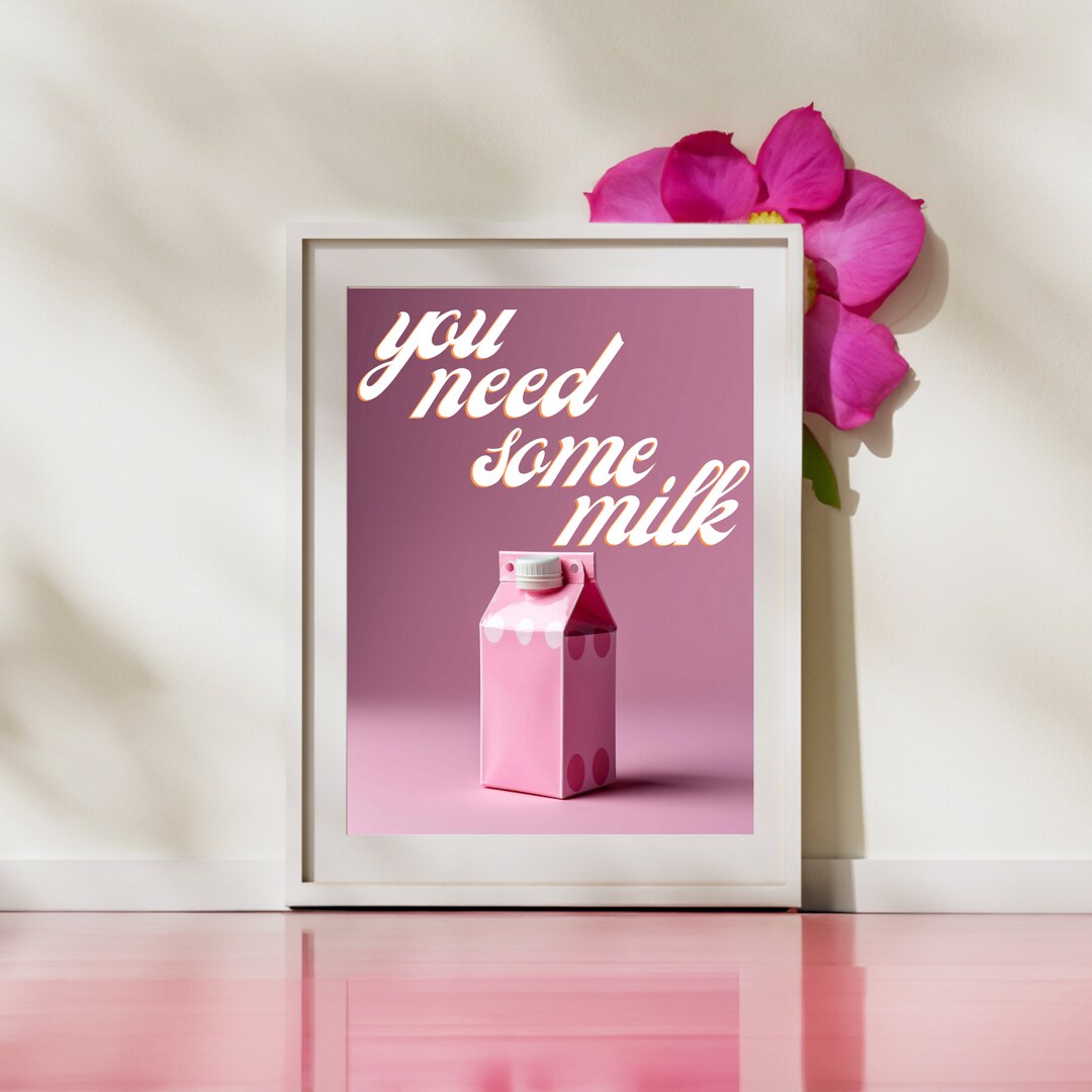 You Need Some Milk Poster, Groovy Poster Bar Cart Wall Art, Y2K Preppy ...