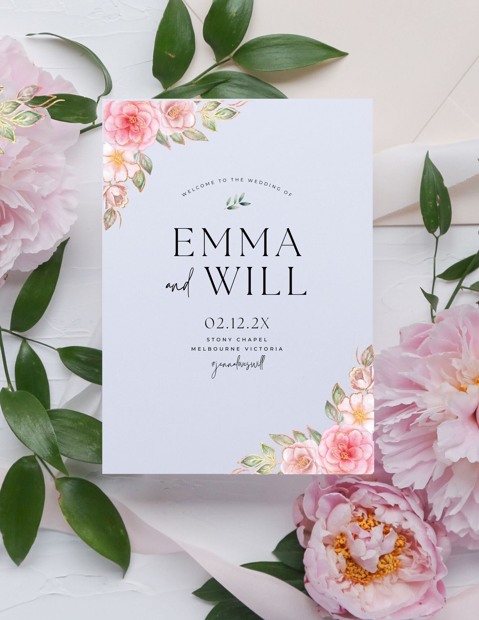 Pastel Pink Hues Wedding Program Template , Modern Wedding Program ...