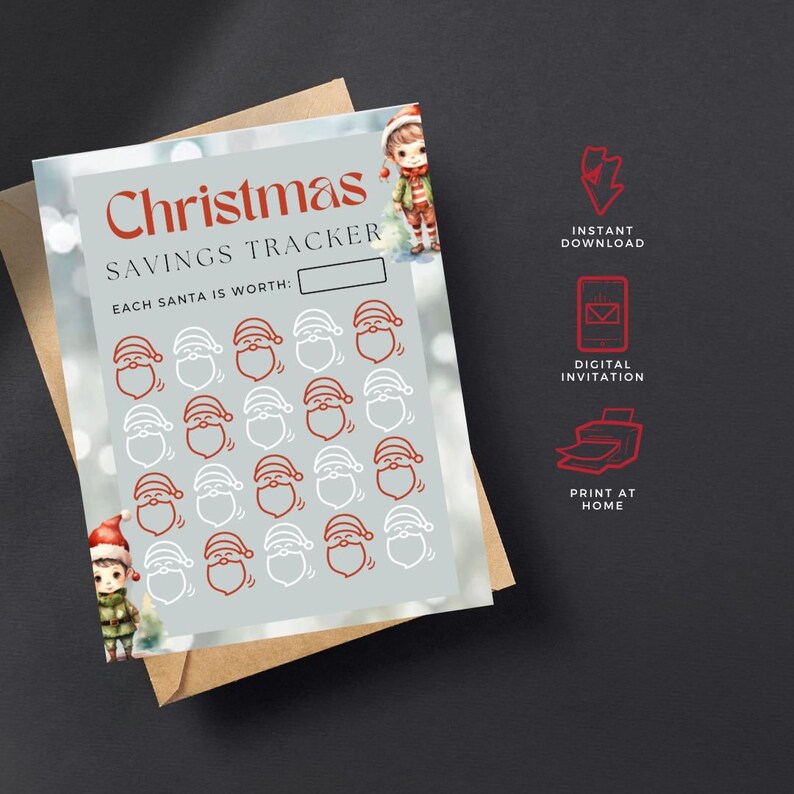 Festive Elf Christmas Savings Tracker - Printable Digital Template for ...
