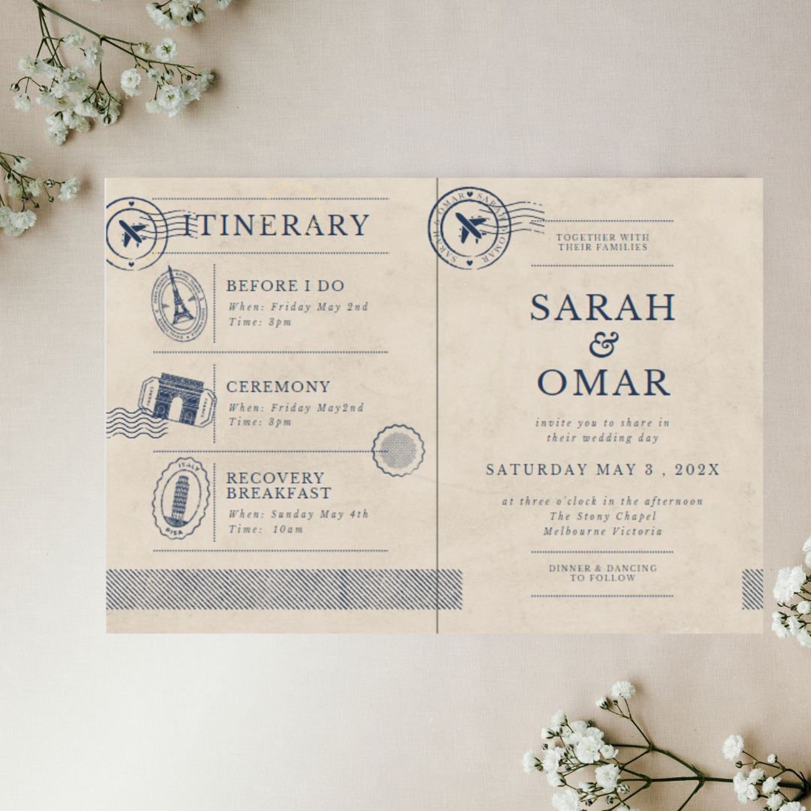 Editable Passport Style Invitation . Travel Template. Customizable ...