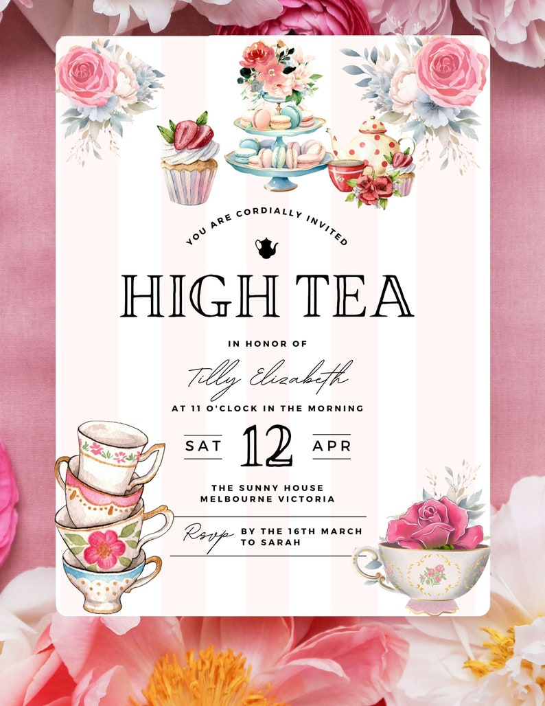 Editable Tea Party Invitation victorian Garden Tea Party - Etsy