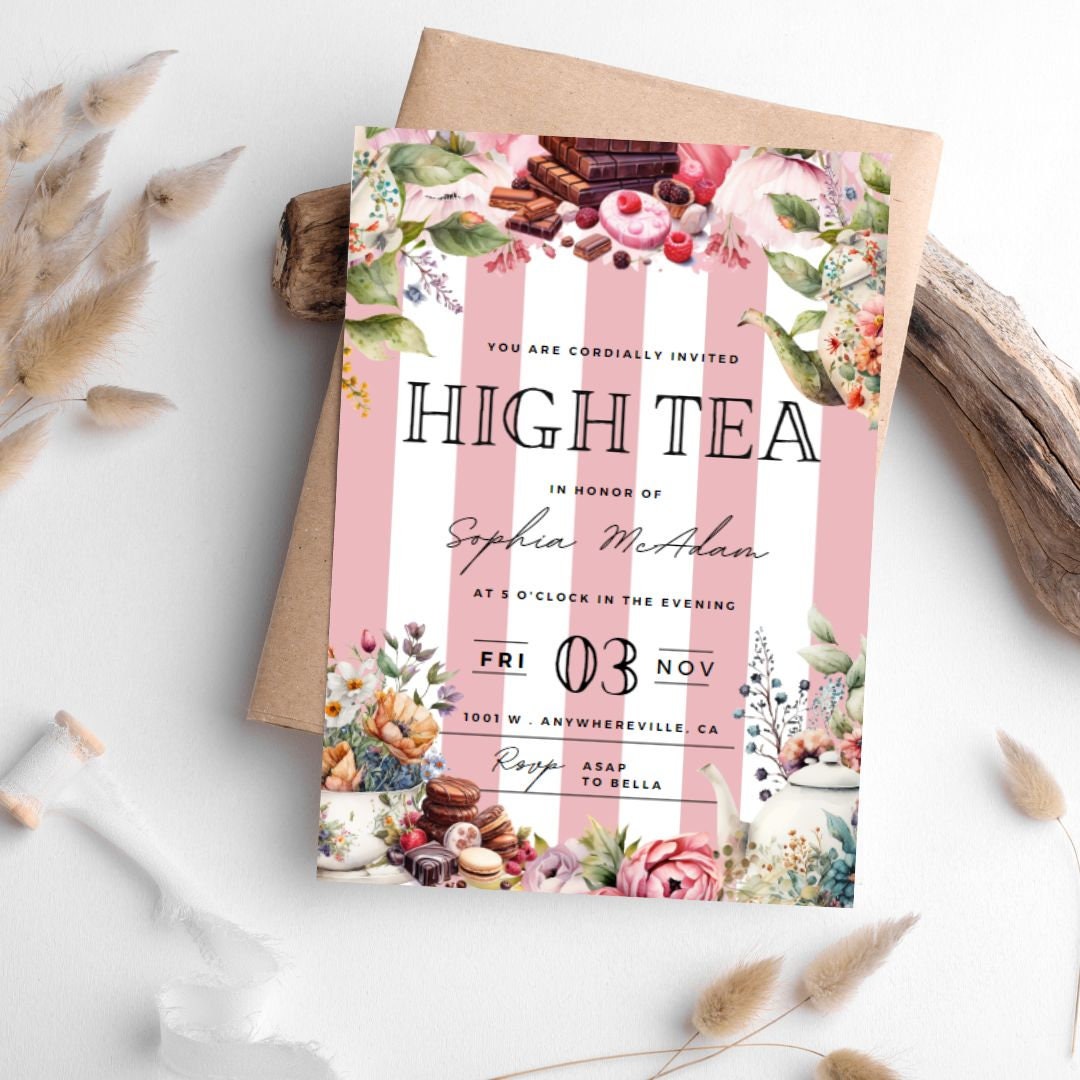 Editable Chocolate Tea Party Invitation ,victorian Garden Tea Party ...