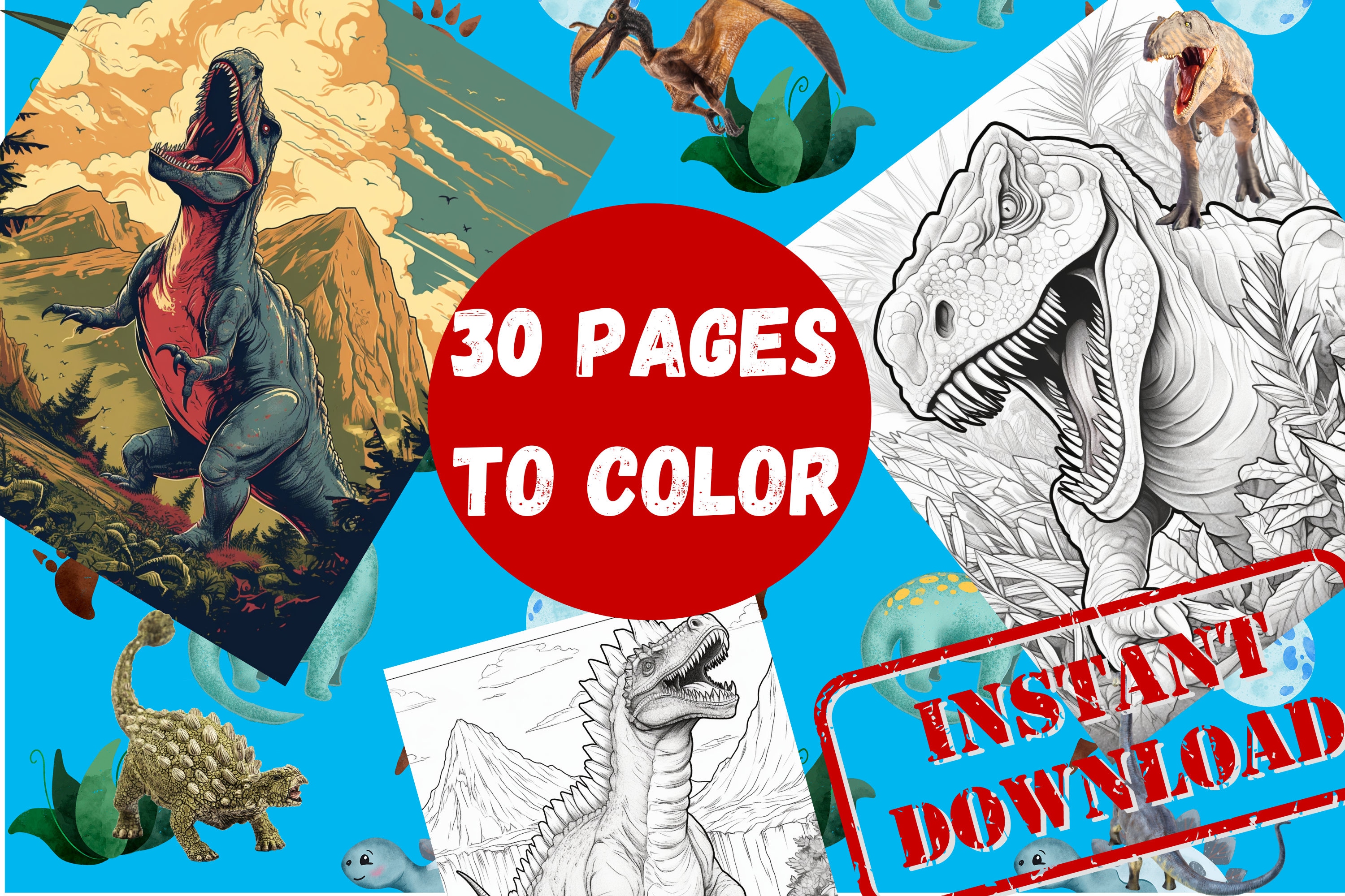 Dinosaur Coloring Pages - 30 Printable Dinosaur Coloring Pages for Kids ...