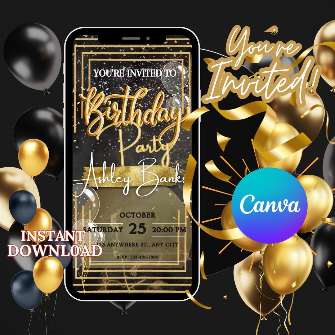 Editable Birthday Celebration Invitation, Online Birthday Invitation ...