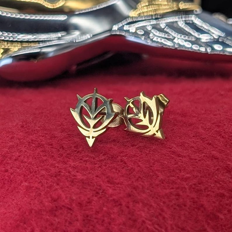 Zeon Insignia Earrings Studded Gold & Silver Gundam Inspired - Etsy