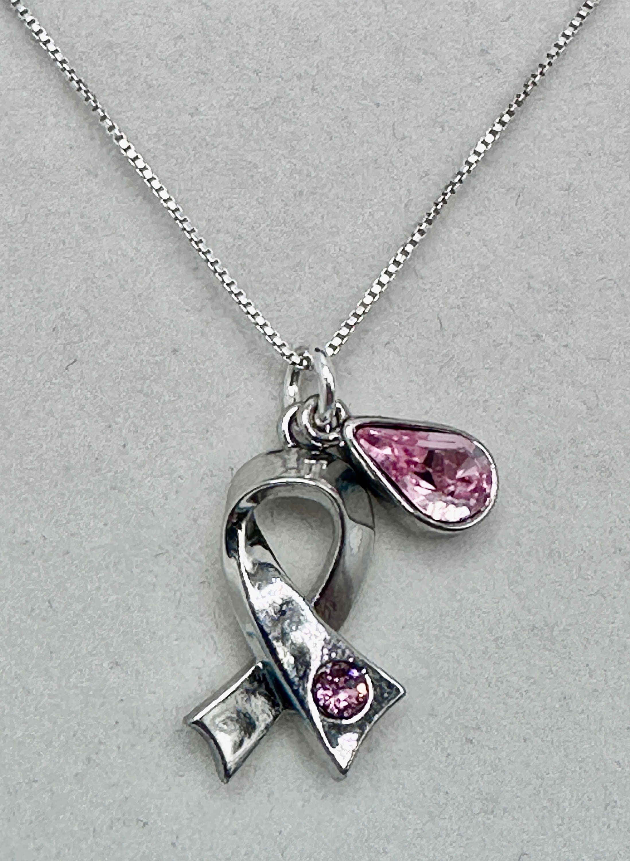 Pink Ribbon / Breast Cancer Necklace / Pendant on an 18 - Etsy