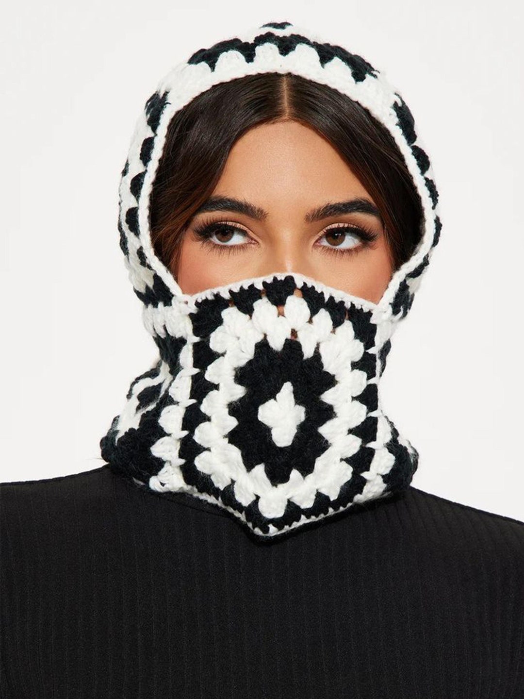 Balaclava Hood Crochet Pattern, Granny Square Balaclava Crochet Pattern ...