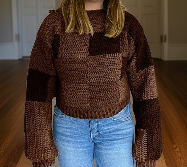 Patchwork Sweater Crochet Pattern Sizes XS-3XL Colorful - Etsy