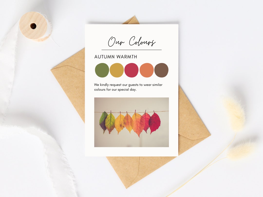 Digital Download Wedding Guest Colour Scheme Dress Code Printable ...
