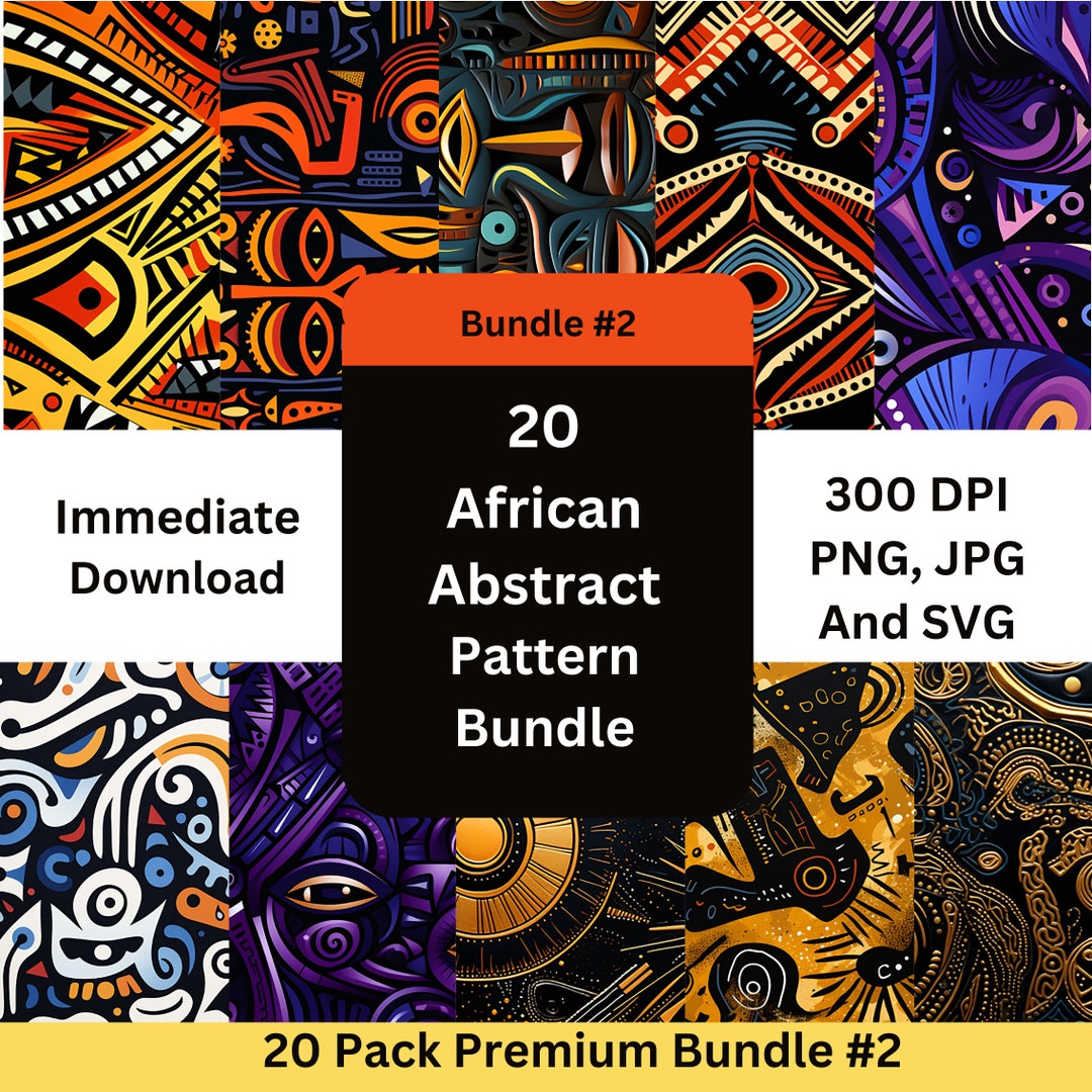 20 Digital African Paper Abstract Pattern Wax Fabric Bundlejpg, PNG and ...