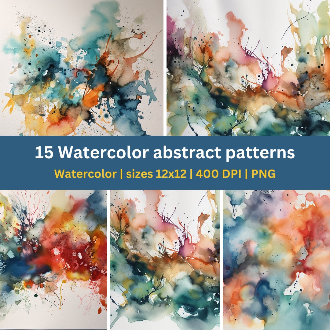 Watercolor Abstract PNG 400 DPI Commercial Use - Etsy