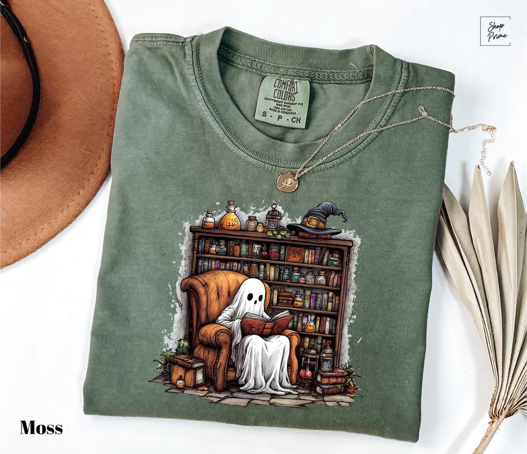 Comfort Colors® Ghost Reading a Book T-shirt, Halloween Lover Tee ...