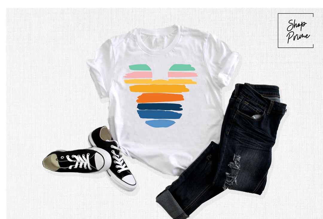 Mickey Head Rainbow Disney T-shirt, Sunset Mickey Outfit, Colorful ...