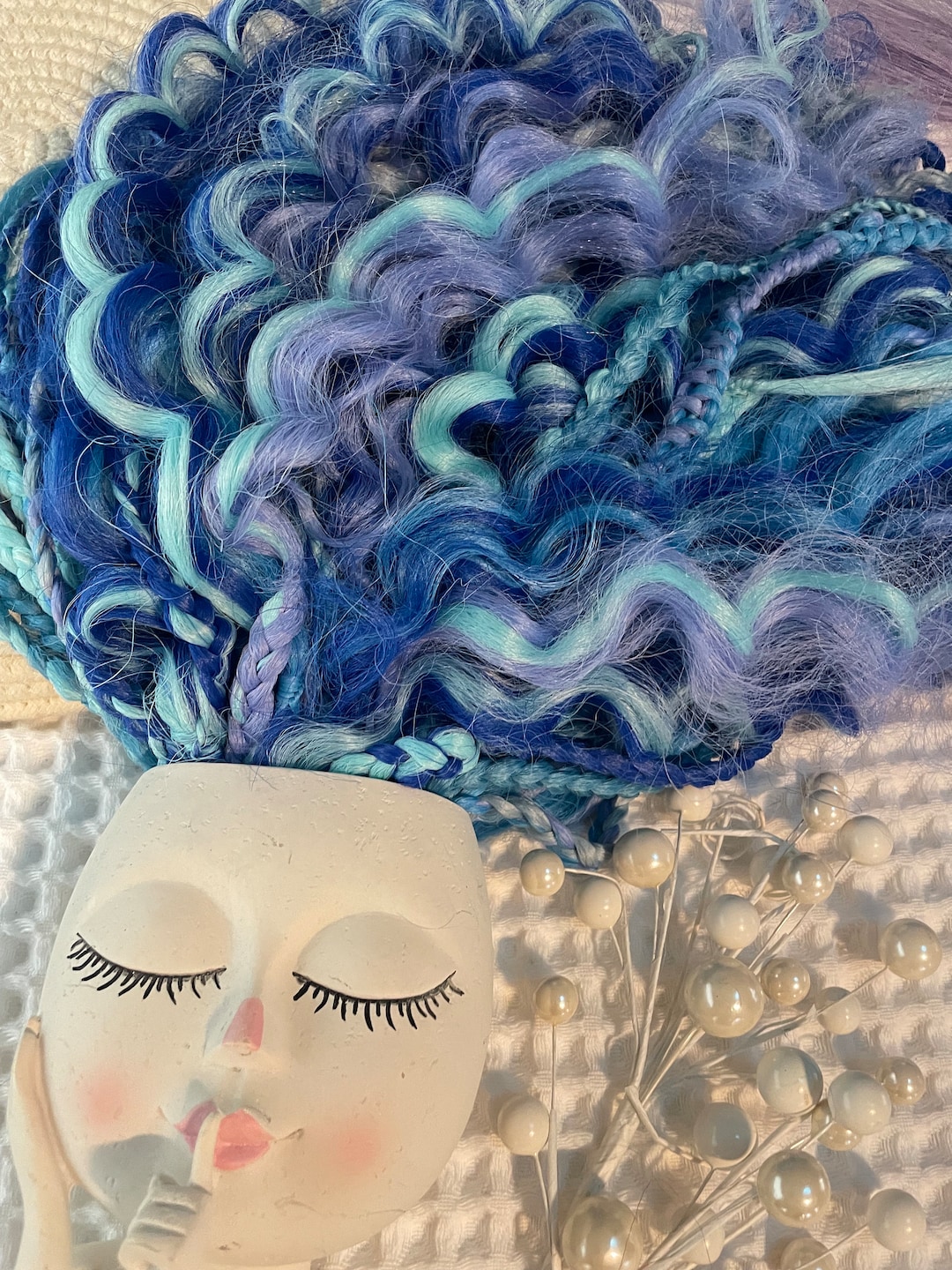 Shark Blues Boho Set of Braids, Hair Extensions , Wavy Dreads, Curly ...