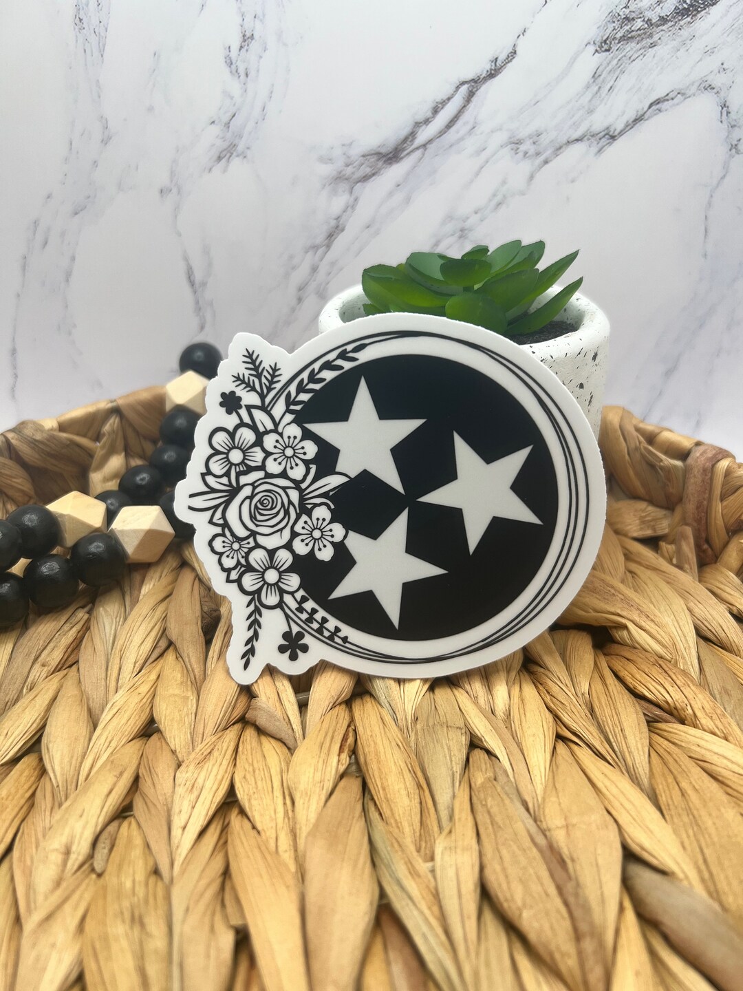 Tennessee Tristar With Floral Outline Sticker Waterproof - Etsy