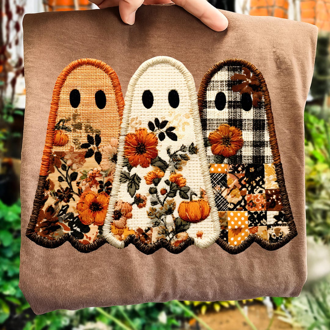 Preppy Spooky Season Png, Floral Ghost Patchwork Png, Fall Pumpkin Png ...
