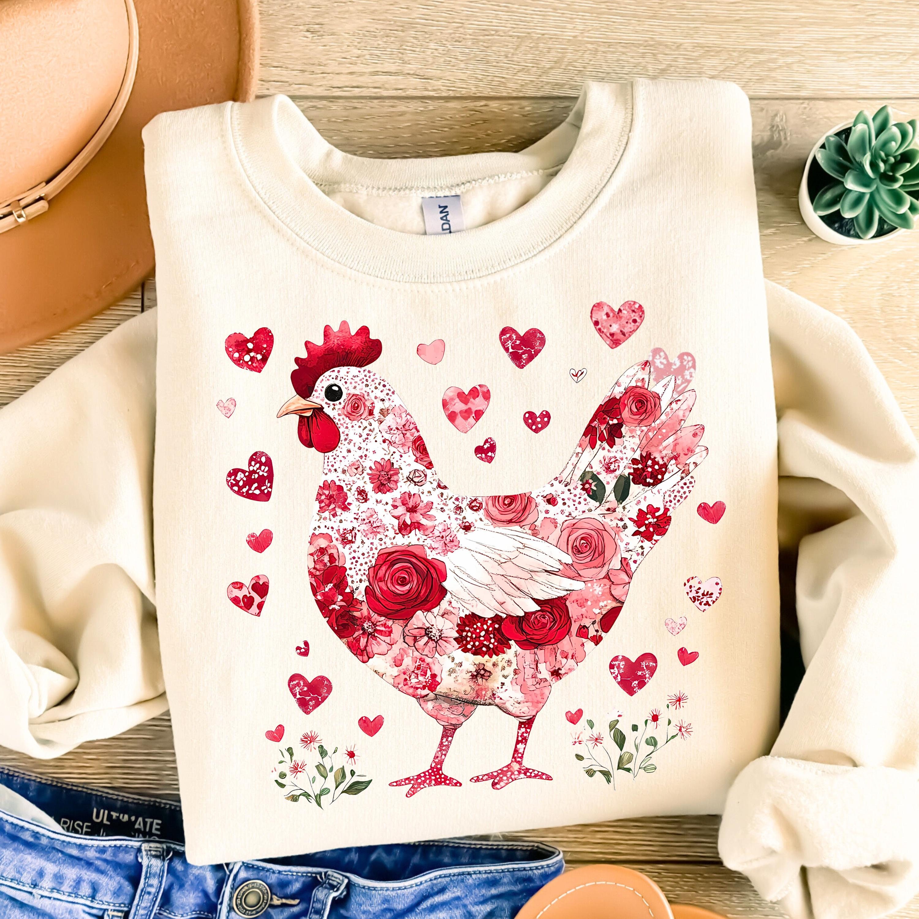Floral Chicken Valentine Png, Valentine Chicken Png, Valentine Png ...